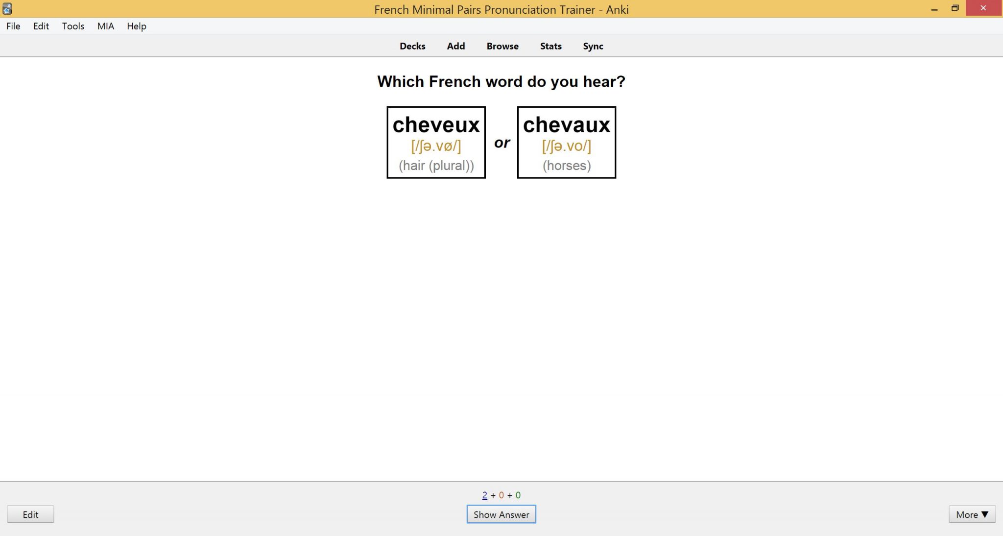 French Minimal Pairs Examples Anki Flashcards | SPEAKADA