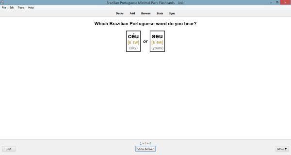 Portuguese Minimal Pairs Examples Anki Flashcards | SPEAKADA