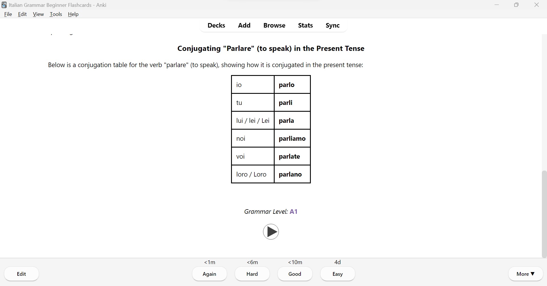 Italian Grammar Beginner Flashcards (A0,A1&A2) | SPEAKADA